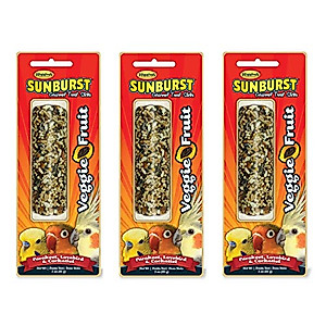 Higgins 3 Pack of Sunburst Gourmet Treat Sticks, 3 Ounces Each, Veggie Fruit Flavor for Pet Birds (Veggie Fruit, for Parakeets, Lovebirds and Cockatiels)