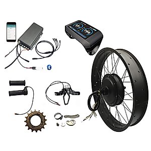 NBPOWER 5000w Electric Fat Bike Conversion kit sabvoton Controller 100KM/H max Speed, with TFT Color Display System,Single Speed Freewheel (20 * 4.0 Rear)