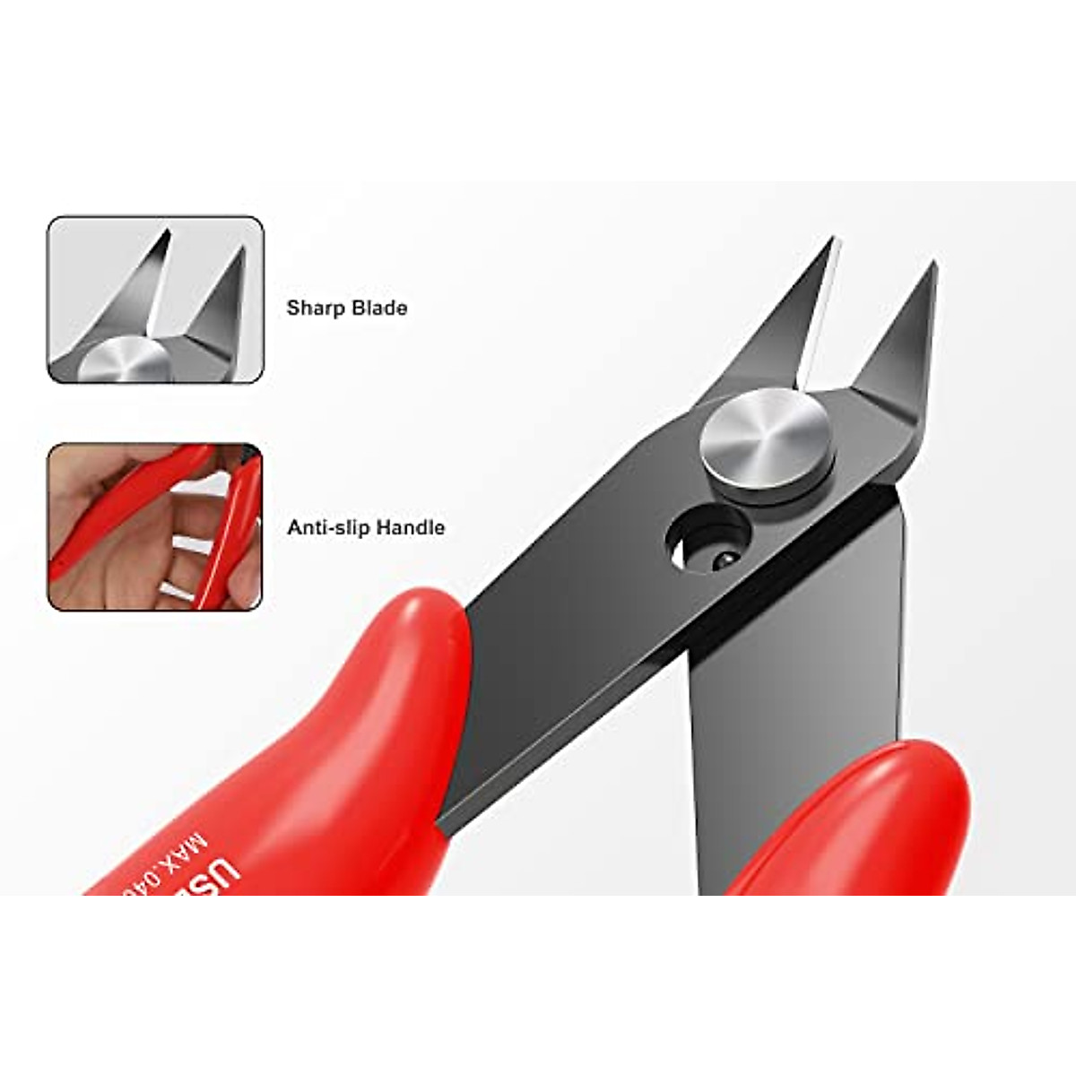 HongWay 5pcs Wire Cutters, Micro Flush Cutters with Spring, Wire Cutting Pliers, Wire Snips for Electronics Soft Copper Jewelry Making, 5-inches, Red