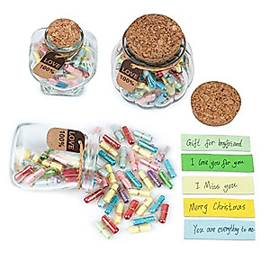XHDAI Capsule Letters Message in a Bottle Glass，Capsule Message Pills/Love Letter/Cute Gifts Ideas for Boyfriend/Girlfriend. (Transparent 60PCS)