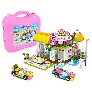 EP EXERCISE N PLAY Friends Bakery Building Set Café House Building Toy for Girls, Featuring 2 Cars with Storage Box, Gift for Christmas Holiday Birthday Present for Girls 6-12