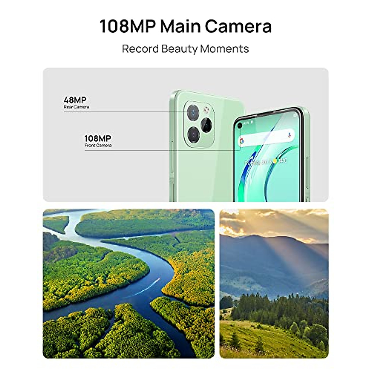 Unlocked Cell Phone, 6.8" HD Screen, Full Glass Appearance Design, Android 11 Unlocked Smartphone 6GB+128GB/ 256GB Expandable 48MP Camera 6500mAH Battery 4G Dual Analog Face/Fingerprint ID OTG