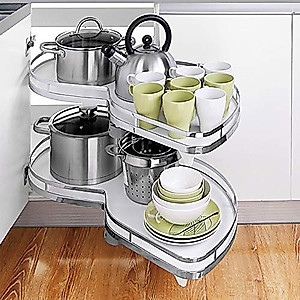 VADANIA Left Swing Pull Out Organizer for 36" Blind Corner Kitchen Cabinet, 2 Tiers Swing Tray, Soft Close, Left Handed Open