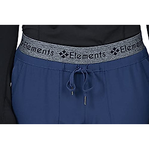 Womens Scrub Set Mock Wrap & Jogger Pants 7 Pocket 4-Way Stretch for Nurse Dentist Elements Select ES2956 (Navy, Small)