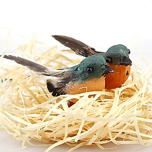 Rrut 12PCS Artificial Feathered Birds, Simulation Foam Birds Clip Robin Bird Hanging Pendant Christmas Tree Decoration Christmas Tree Ornament Home Garden Wedding Decor Orange