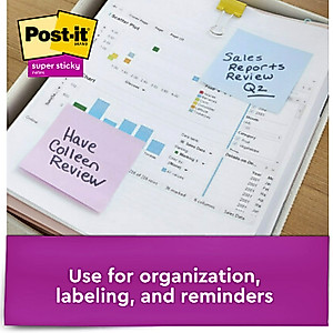 Post-it Super Sticky Recycled Notes, 3 x 3 in, 5 Pads, 2x the Sticking Power, Wanderlust Collection, Pastel Colors, 30% Recycled Paper (654-5SSNRP)