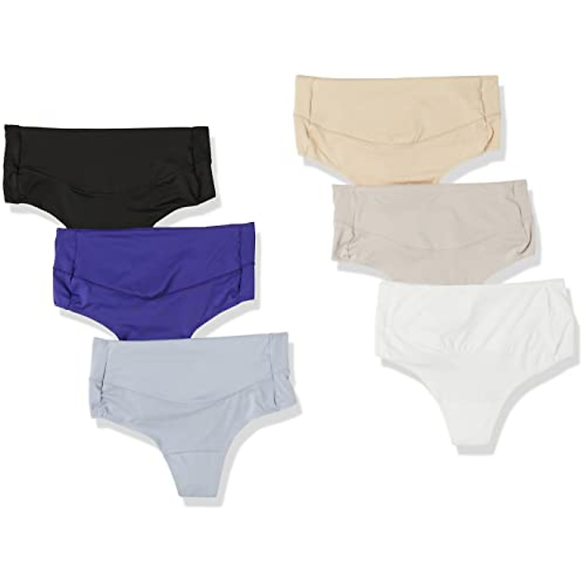 Hanes Women's Panties Pack, Smoothing Microfiber No-Show Underwear, May Vary, Assorted Colors, 6-Pack Thongs, 7