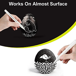 SFAIH Acrylic White Paint Pens - 8 Pack 2-3MM Medium Tip & 0.7MM Extra Fine White Paint Marker for Rock Painting, Wood, Metal, Fabric, Plastic, Canvas, Glass, Ceramic, Diy Crafts