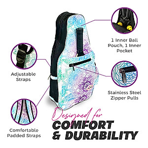 Taboo Fashions Pickleball Backpack for Women - Ladies Pickleball Bag with Front Pocket for Paddles, Padded Straps, and Water Bottle Holder - Stylish Pickleball Paddle Bag for Women (Mandala Dreams)