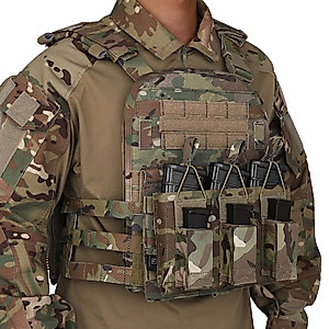 KRYDEX Triple Open-Top Mag Pouch for 5.56 .223 Magazine with 1911 HK45 Glock Pistol Mag Pouch (MC)