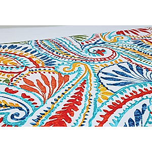 Pillow Perfect Paisley Indoor/Outdoor Chair Seat Cushion, Tufted, Weather, and Fade Resistant, 19" x 19", Blue/Multi Ummi, 2 Count