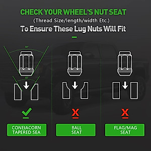 Scitoo 14x2 Wheel Lug Nut,24pcs+2keys Black Lug Nuts with 2 Socket Key,M14x2.0 Lug Nuts Close End 2" Fits for 1997-2014 for Ford for F150 for Ford Expedition Lug Nuts for Lincoln Mark Spline Lug Nuts
