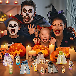 AwserTantue 71Pcs Christmas Mini Potion Bottles Decorations Set, Apothecary Bottles with Horror Stickers Pendants and Organza Bags for Winter Party Home Classroom Decor Witch Theme Party Supplies