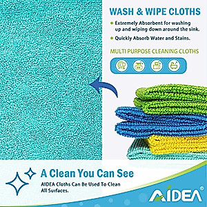 AIDEA Microfiber Cleaning Cloths-8PK, All-Purpose Softer Highly Absorbent, Lint Free - Streak Free Wash Cloth for House, Kitchen, Car, Window, Gifts(12in.x 12in.)