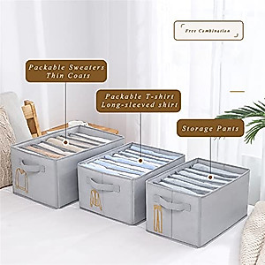 LVQING Clothes Drawer Organizers，Wardrobe Clothes Organizer Wardrobe Boxes with X-Large Compartments Clothes Organizer for Closet with Support Board Sturdy and Stackable Bins for Wardrobe