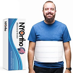 NYOrtho Bariatric Abdominal Binder,12-Inch Wide Elastic Belly Wrap for Plus-Size Men and Women,Post-Surgery Stomach Compression Garment for Hernia Surgery, Natural Birth, Abdominal Injuries