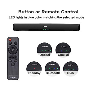 Saiyin Sound bar, Sound Bars for TV with Subwoofer, Soundbar Ultra Slim 17 Inch, 2.1 Channel TV Speakers Surround Sound System Optical//COXIAL/Bluetooth/AUX, Wall Mountable