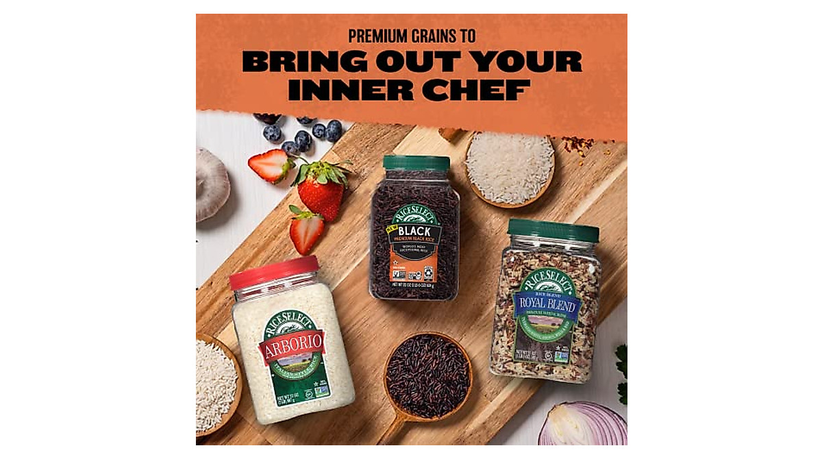 RiceSelect Premium Black Rice, Whole-Grain, Gluten-Free, Non-GMO, and Vegan Rice, BPA-Free 22 ...