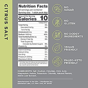 LMNT Keto Electrolyte Powder Packets | Paleo Hydration Powder | No Sugar, No Artificial Ingredients | Citrus Salt | 30 Stick Packs