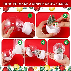 6 Pieces 4 Inch Plastic Snow Globes Clear Water Globes with Screw Off Cap DIY Snow Globes Water Globe Jar with Christmas and Diamond Sticker for DIY Crafts Home Decoration