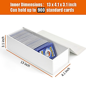 900+ Cards or 200 Top Loaders Box, Baseball Card Storage Box, Trading Card Storage Box for Trading Cards, Gaming Cards and Sport Cards, White, 13x4x3 inches, 2 Count