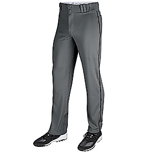 CHAMPRO Men's Standard Triple Crown Open Bottom Adult Baseball Pants, Graphite, Black Pipe, Medium