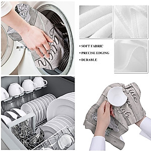 Printed Kitchen Towels Microfiber Premium Dishcloths, Hydrangea Basket Retro Wooden Stripes Grain Super Absorbent Hand Towel Washable Fast Drying, 1 Pack 18 x 28 Inches, Live - Love - Laugh