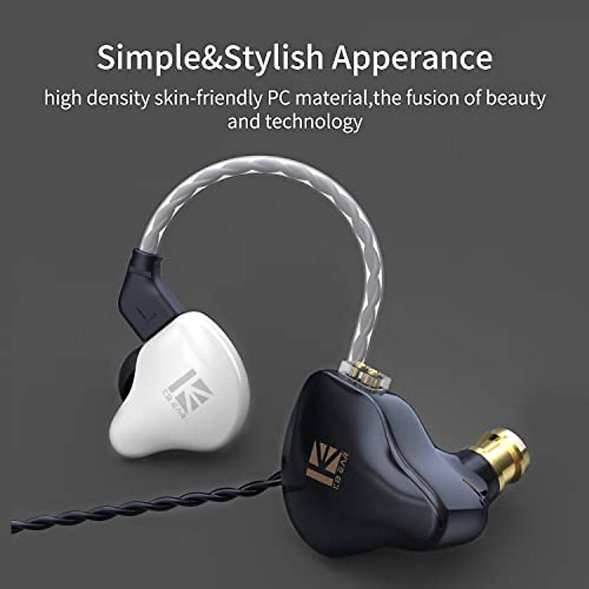 keephifi KBEAR KS1 Musician Headphones Wired with Mic, in Ear Monitors KBEAR Earbuds Auriculares,Dual Magnectic Circuit Dynamic in Ear Earphones Ear Earbuds for Runing Wrokout Riding(Clear,with Mic)