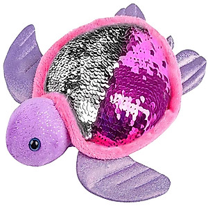 ArtCreativity Flip Sequin Sea Turtle Plush Toy, 1PC, Soft Stuffed Sea Turtle with Color Changing Sequins, Cute Home and Nursery Animal Decorations, Calming Fidget Toy for Girls & Boys, 10.5 Inches