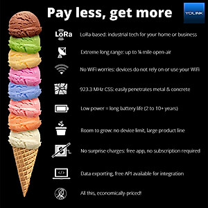 Smart Wireless Temperature Sensor/Humidity Sensor Wide Range (-22 to 158 Degrees) for Freezer Fridge Monitoring Pet Cage/Tank Monitoring, Smartphone Alerts, Compatible with Alexa IFTTT - Hub Included