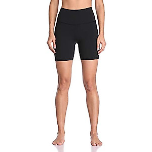 Colorfulkoala Women's High Waisted Biker Shorts with Pockets 6" Inseam Workout & Yoga Tights (M, Black)