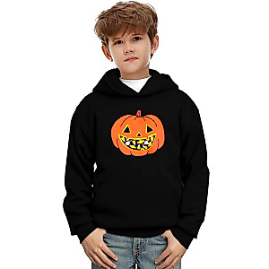 Remimi Kids Halloween Pumpkin Candy Hoodie Boys Jack O Latern Hooded Pullover Long Sleeve Sweatshirts 5-6 Years