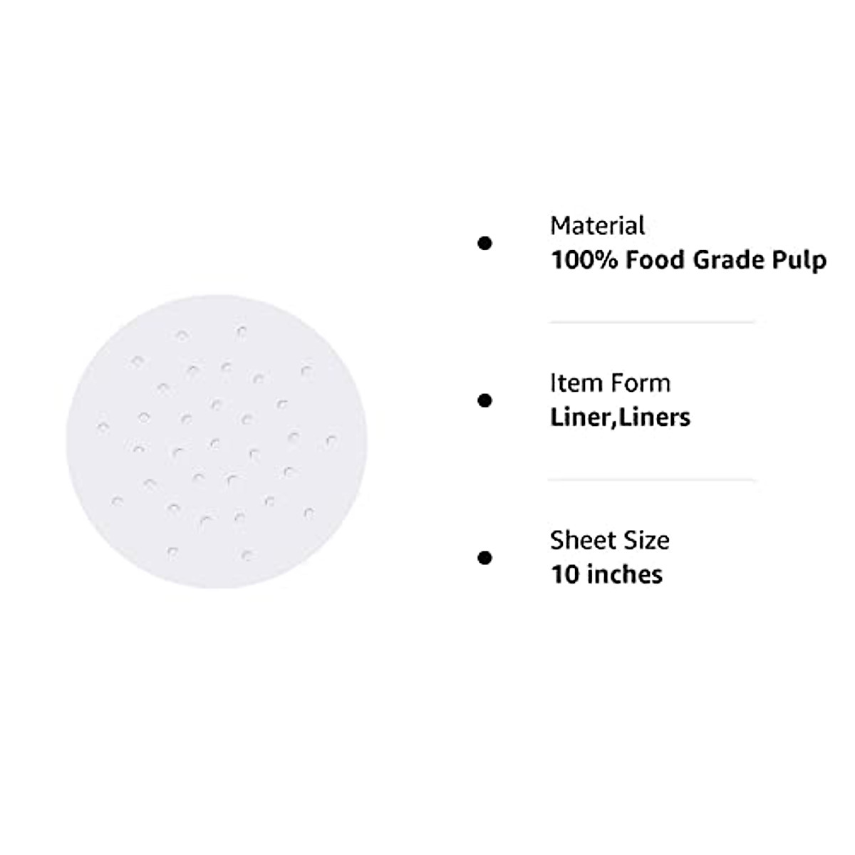 Air Fryer Parchment Paper, Set of 100, 10 inch Air Fryer Liner/Bamboo Steamer Liners/ Steaming Basket and More (6/7/8/9 Inch Available)