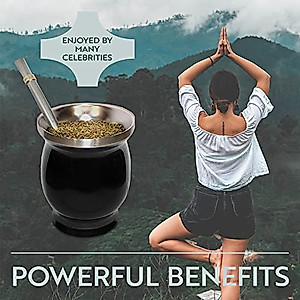 UPGRADED Yerba Mate Natural Gourd/Tea Cup Set (Original Traditional Mate Cup - 8 Ounces) | Includes 2 Bombillas (Yerba Mate Straws to Use) & Cleaning Brush | Stainless Steel | Double-Walled