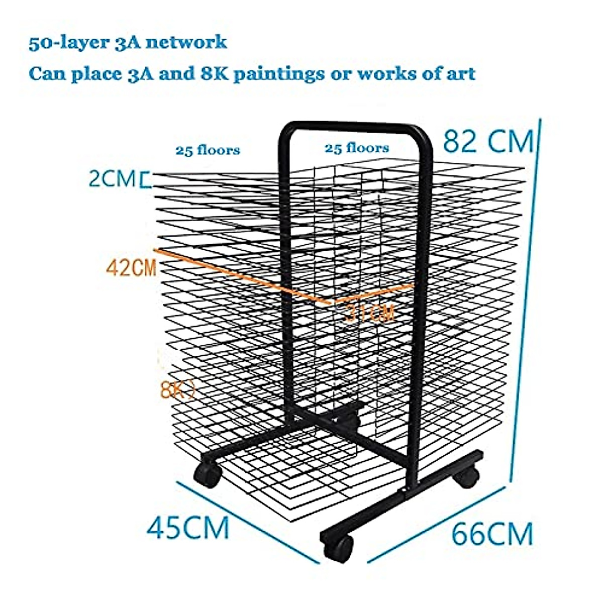NEOCHY Drying Racks,Art Drying Rack, Floor-Standing Art Class Oiling Board, Drying Rack Exhibition Cabinet for Licensed Works,Foldable to Save Space 50 Floors/50 Floors