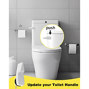 Hibbent Toilet Handle Replacement, Front Mount Tank Flush Lever Handle Compatible with American Standard, Toilet Trip Lever with Stainless Steel Flapper Chains, White