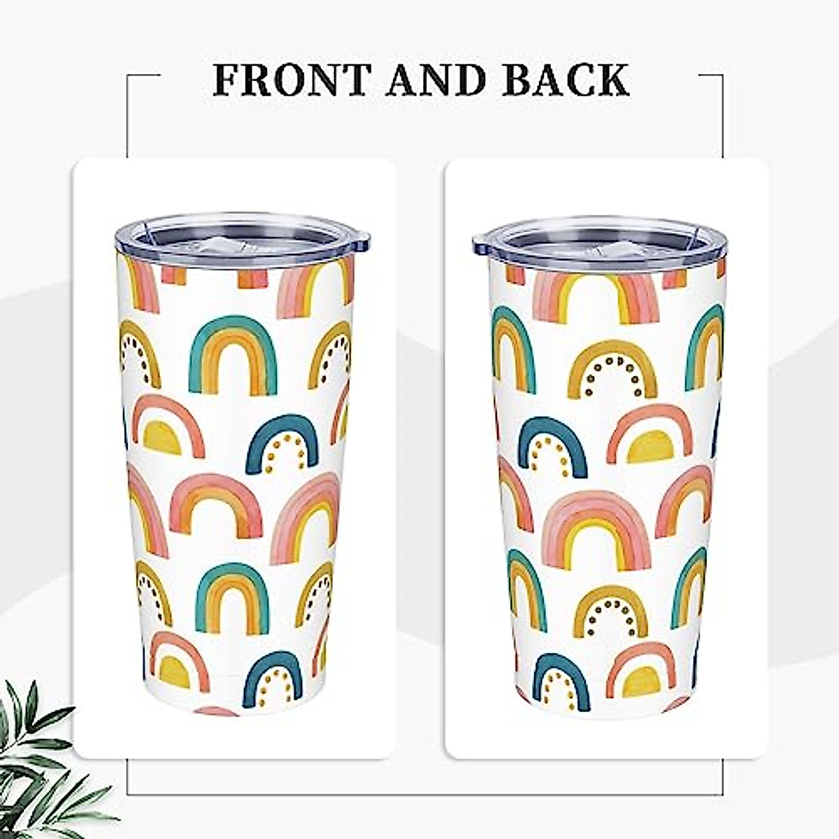 DLUCCA 20oz Insulated Coffee Tumbler With Straw Stainless Steel Swig Tumblers,Travel Mugs Insulated For Hot And Cold,Reusable Thermal Water Bottle Cup For Car Camping Exercise（Rainbow ）