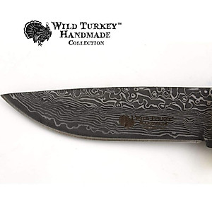 Wild Turkey Handmade Collection Fixed Blade Faux Handle Hunting Knife w/Leather Sheath Included (5105)