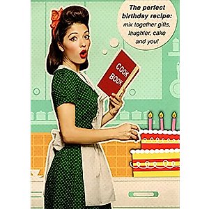 Oatmeal Studios Perfect Birthday Recipe : Woman Holding Cook Book Funny/Humorous Birthday Card