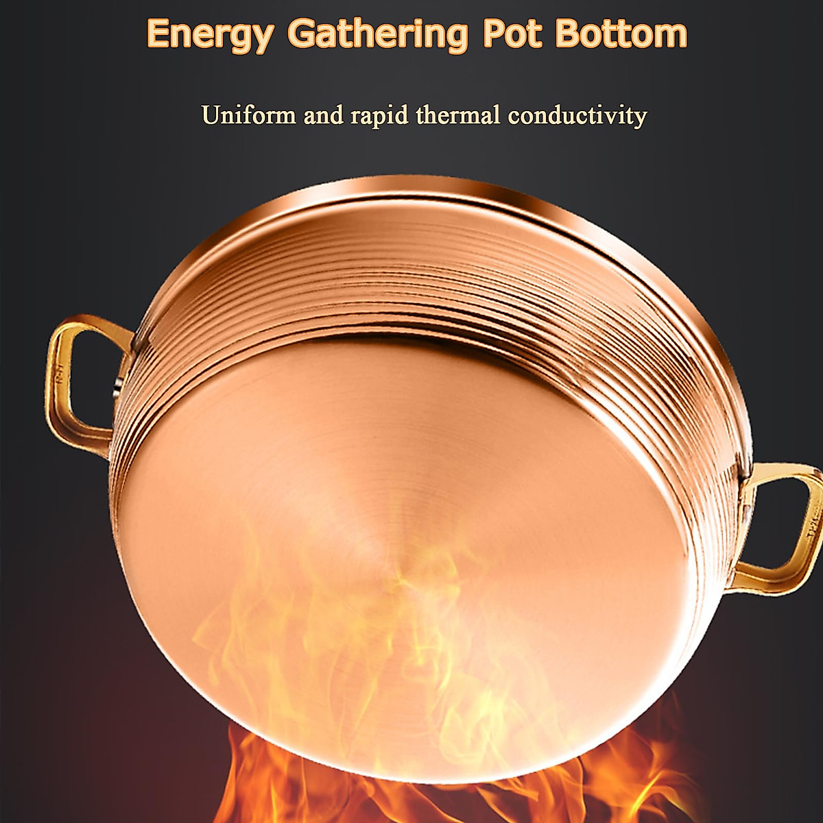 GRIPITHPY Stainless Steel Moroccan Tagine Pot, Large Moroccan Tajine Casserole with Cone-Shaped Lid, Non Stick Tagine Cooking Pot with 2 Handles(30cm/11.8in, Gold)