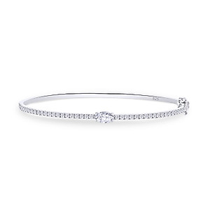 SAVEARTH DIAMONDS 1 4/9 Carat Marquise & Round Cut Lab Created Moissanite Diamond Tennis Bangle Bracelet For Women In 14K White Gold Over Sterling Silver Size : 7 Inch, (VVS1 Clarity, 1.45 Cttw)
