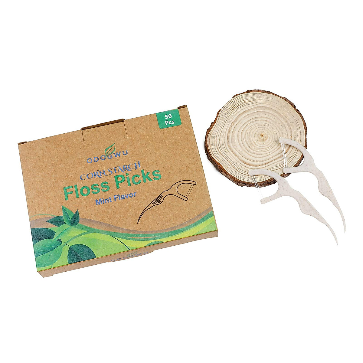 Odogwu Corn Starch Dental Floss Picks (200 Count),Eco Friendly,Sustainable,Zero Waste