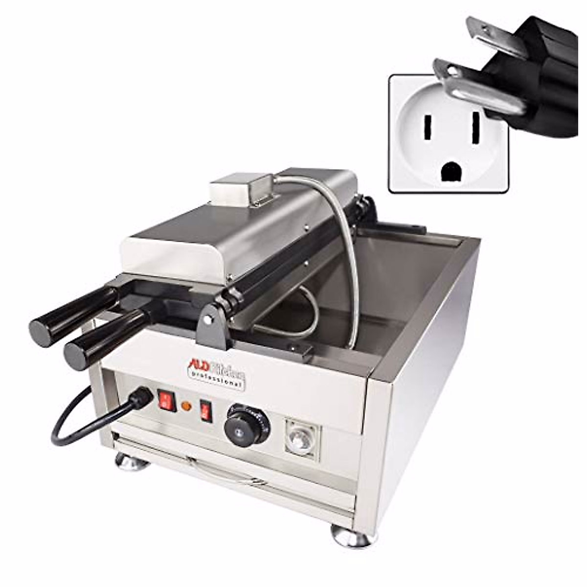 ALDKitchen Fish Shaped Taiyaki Maker | Stainless Steel Professional Taiyaki Iron with Nonstick Baking Molds | Six Fish Shaped Waffles | 110V | 3kW