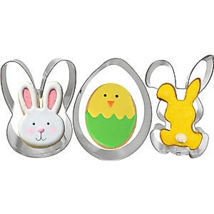 Pieces Easter Cookie Cutters, 3.54" 3.35" 3.2" Egg Cute Bunny Rabbite Shapes Cookie Cutters Stain Steel Sets Holiday Themed Party Supplies