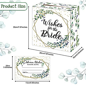 Outus 51 Pieces Wedding Advice Cards and Box Set, Greenery Advice Card Holder Box, 50 Pieces Double Sided Advice and Wishes Cards for Wedding Decorations Bridal Shower Activity Baby Shower Party