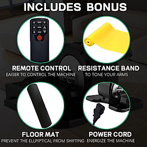 Hanghelth Under Desk Ellipitical Machine,Electric Mini Seated Elliptical Training Machine,with Resistance Band,Mat,Remote Controller for Seniors,Adults,Foot Pedal Exerciser Home and Office Workout
