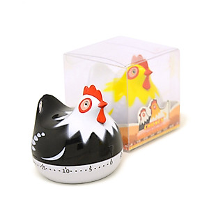 Cartoon Hen Mechanical Timers 60 Minutes Kitchen Cooking Timer Clock Loud Alarm Counters Mini Size Manual Timer for Study (Black)