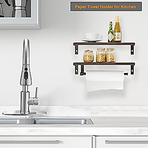 Hoimpro Floating Shelves Wall Mounted , Set of 2, Wall Shelves Paper Towel Holder for Bedroom Living Room Bathroom Kitchen