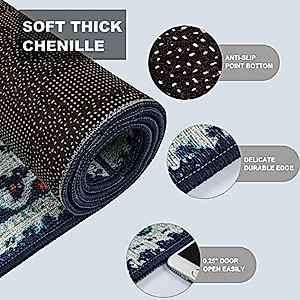 Wonnitar Bohemian Area Rug - Washable 3x5 Entry Rug Non-Slip Colorful Throw Rug,Boho Living Room Kitchen Mat Low-Pile Geometric Indoor Floor Carpet for Laundry Mudroom Dining Table