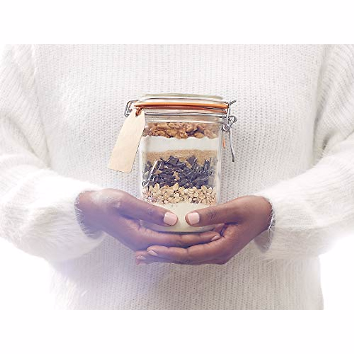 Le Parfait Super Terrine - 1L French Glass Canning Jar w/Straight Body, Airtight Rubber Seal & Glass Lid, 32oz/Quart (Single Jar) Stainless Wire